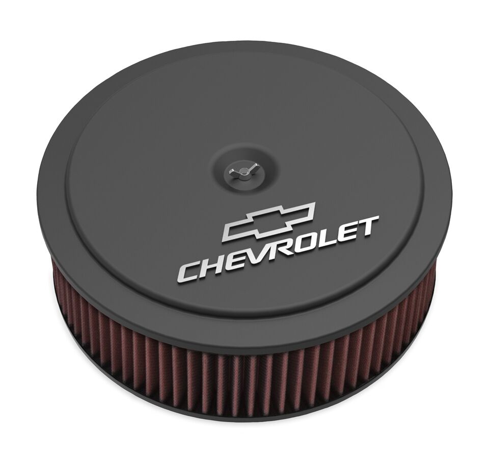 14" x 4" Air Cleaner Kit GM Muscle Series Satin Black Finish w/Premium ...