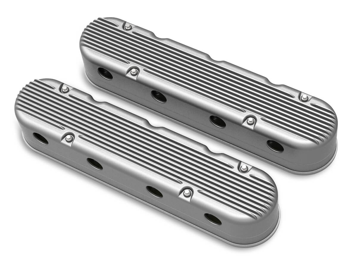 Holley 2-PC LS Finned Valve Covers – Natural Finish: GM Performance Motor
